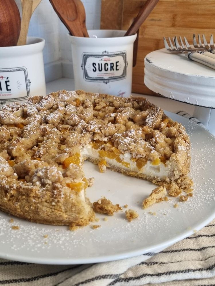 Kuchen de durazno con migas
